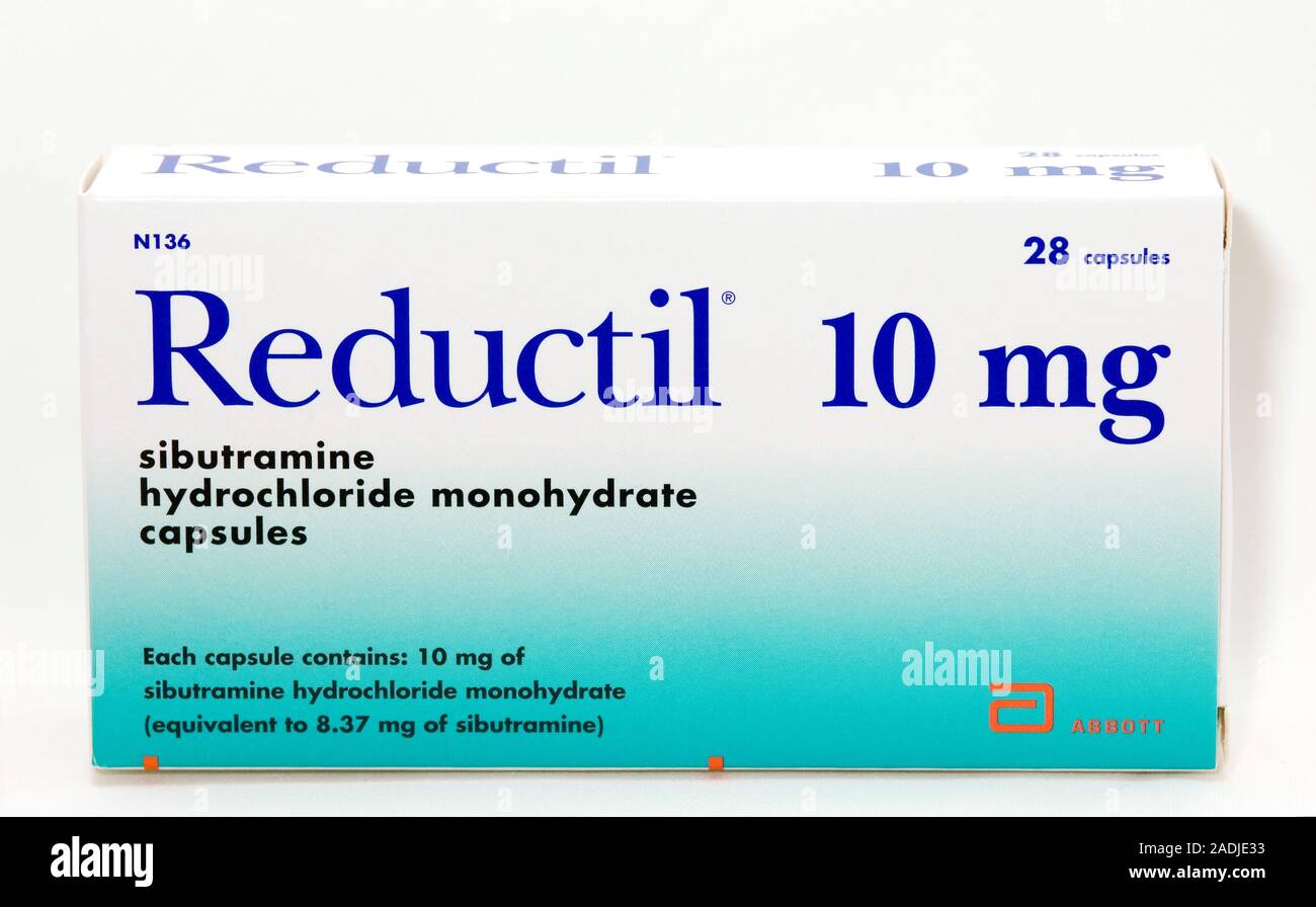 Reductil anti-obesity drug. Packaging for reductil, chemical name ...