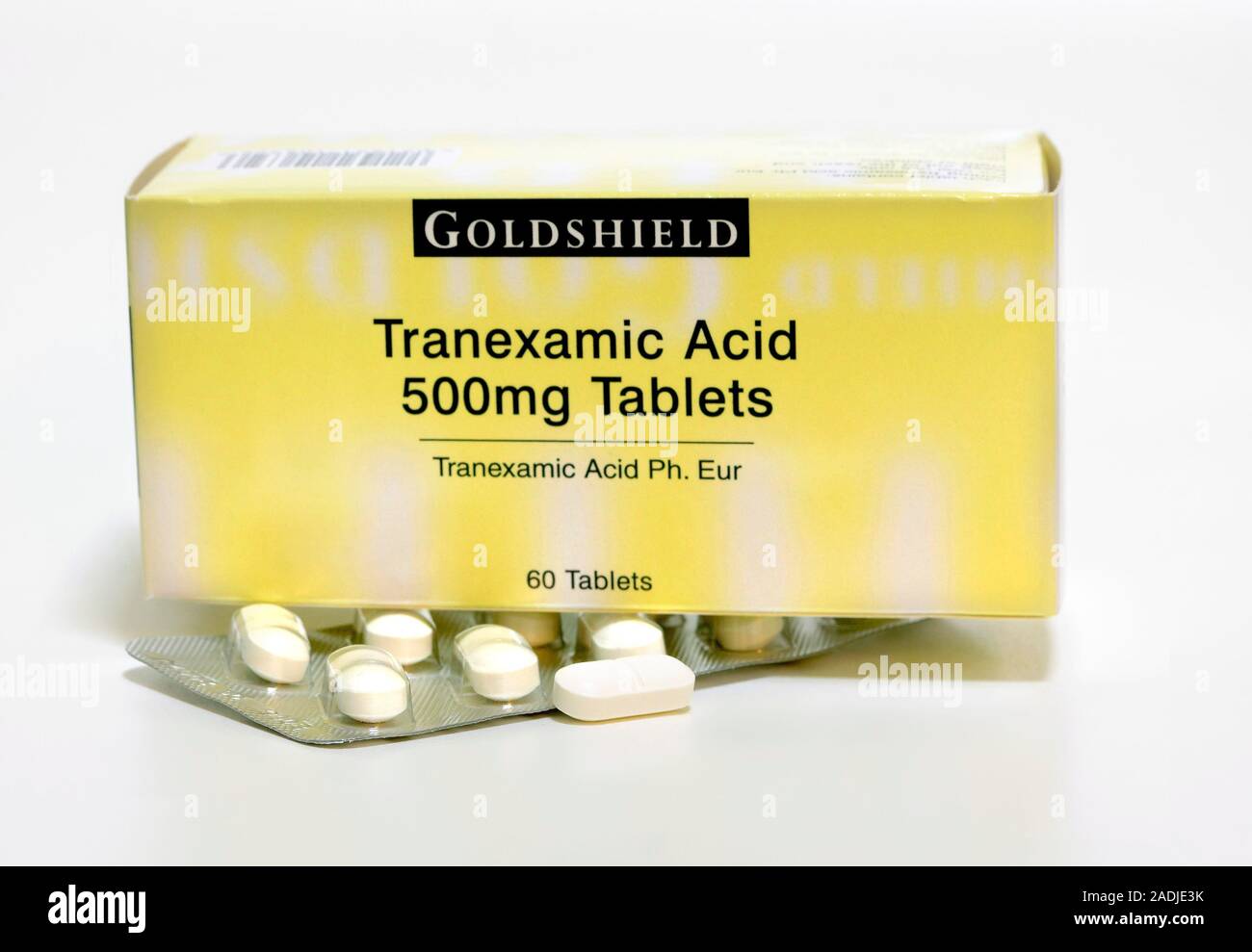 Tranexamic acid tablets. Tablets of tranexamic acid, marketed as ...
