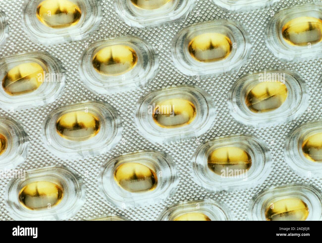 Vitamin capsules. Bubble pack of vitamin capsules. Vitamins are ...