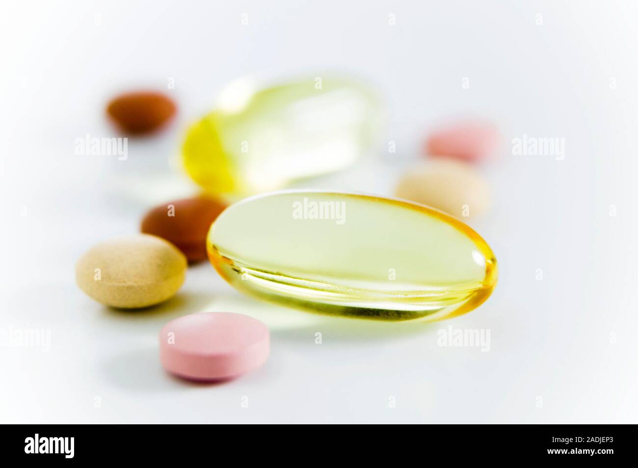 Dietary supplements, including iron tablets, evening primrose oil ...