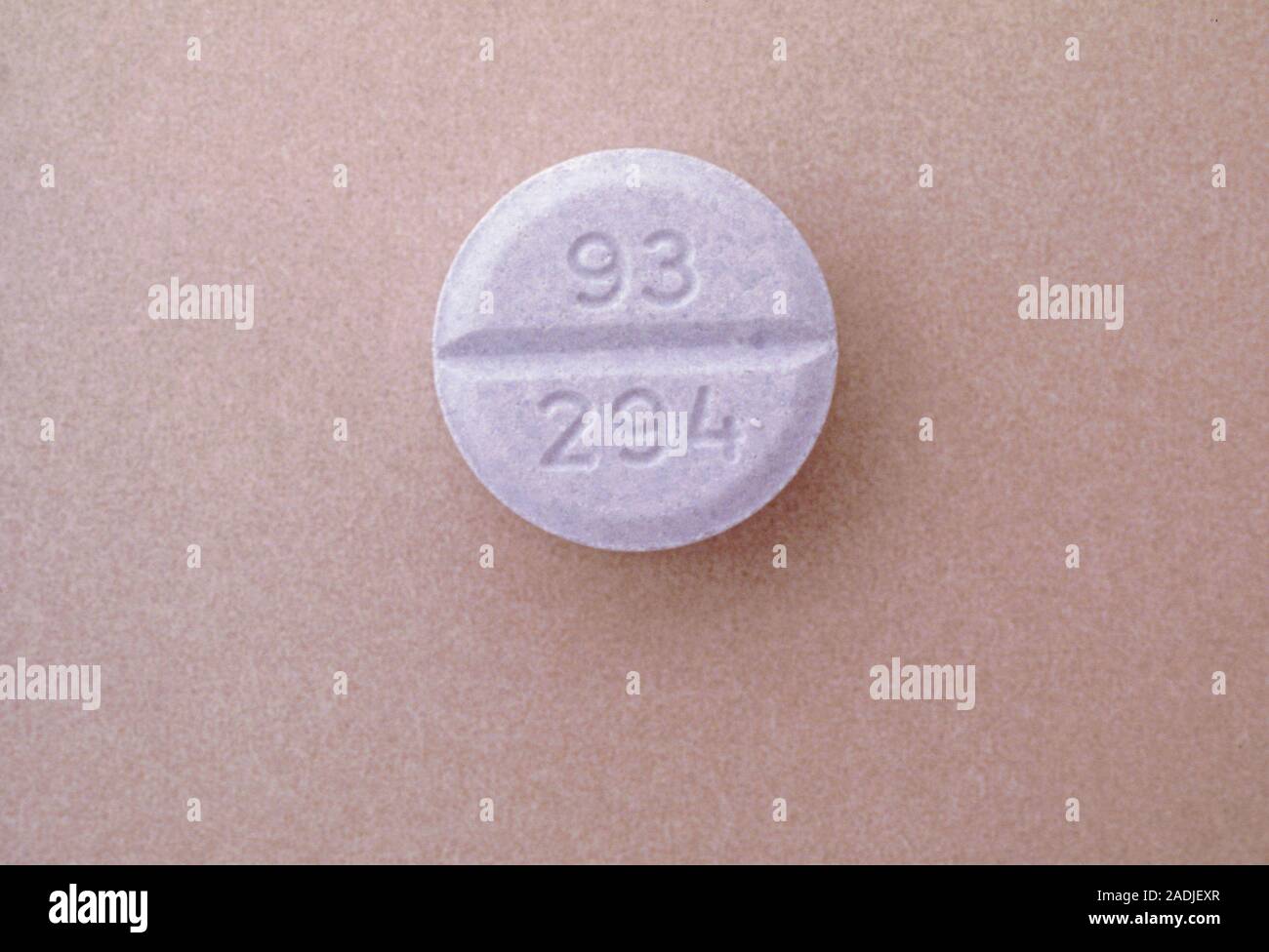 L-dopa pill. View of a pill containing the drugs L-dopa and carbidopa ...