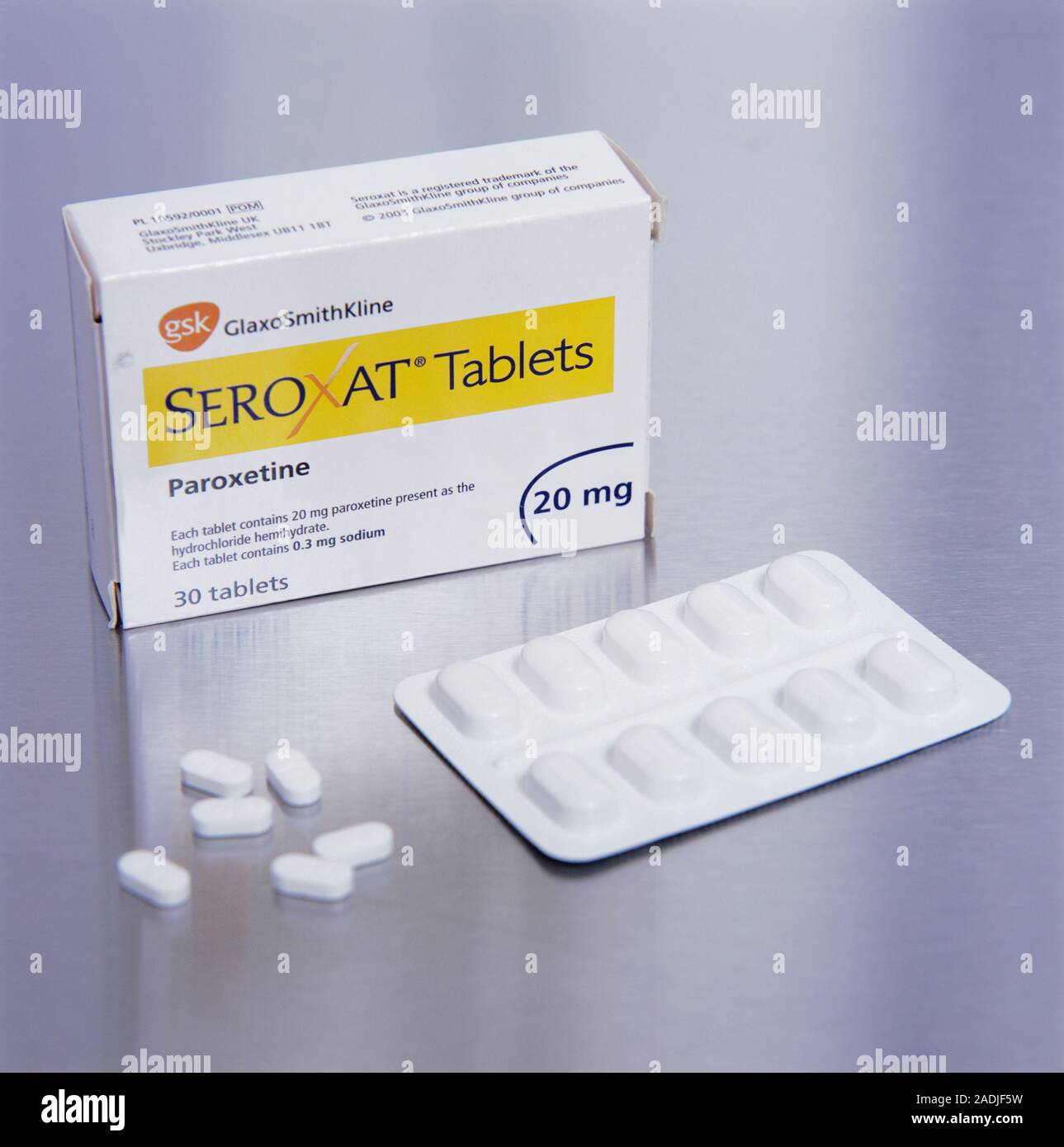Antidepressant tablets (Seroxat). These tablets contain the SSRI ...