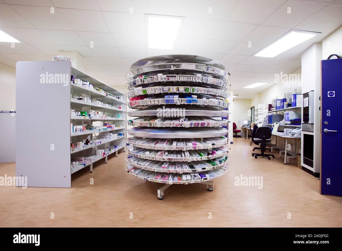 Medicine carousel with two spinning shelves Stock Photo - Alamy