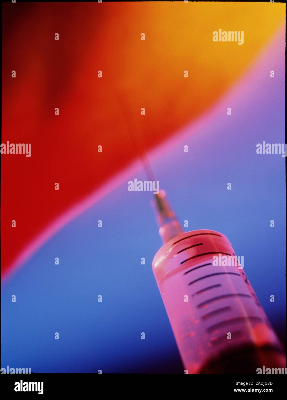 Injection. Close-up of an injection, the administration of a substance ...