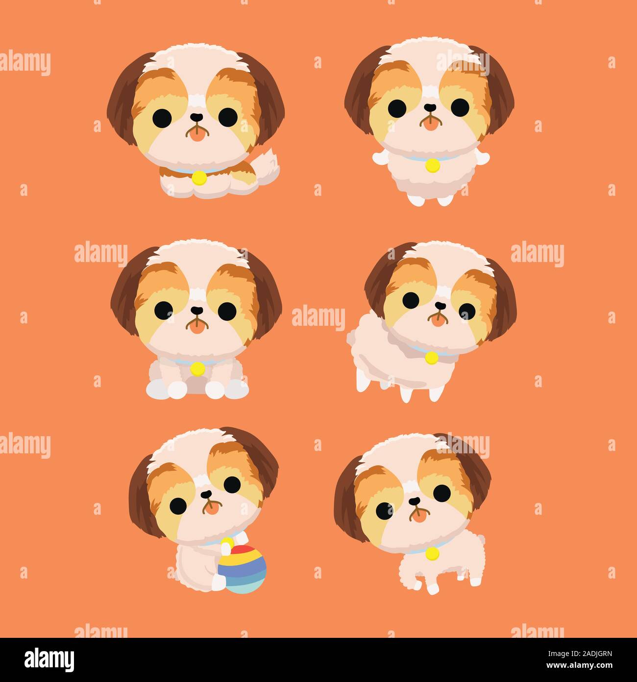 Set of cartoon character shih tzu dog Stock Vector Image & Art - Alamy