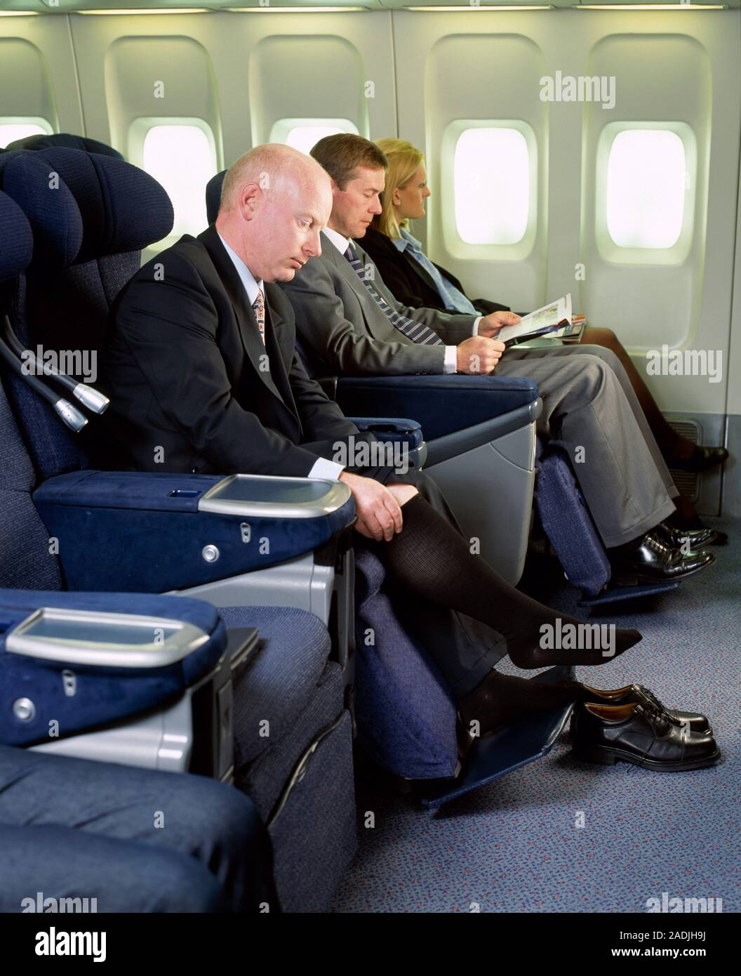 Flight Socks Being Used For The Prevention Of Deep Vein Thrombosis Dvt On A Long Haul Flight