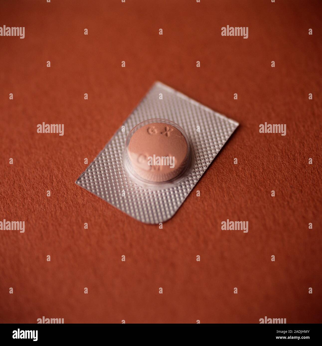 Anti-malarial pill. Blisterpack of Malarone, an anti-malarial drug ...