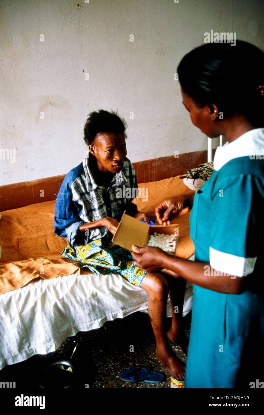 Tuberculosis treatment. Elderly woman with pulmonary tuberculosis (TB ...