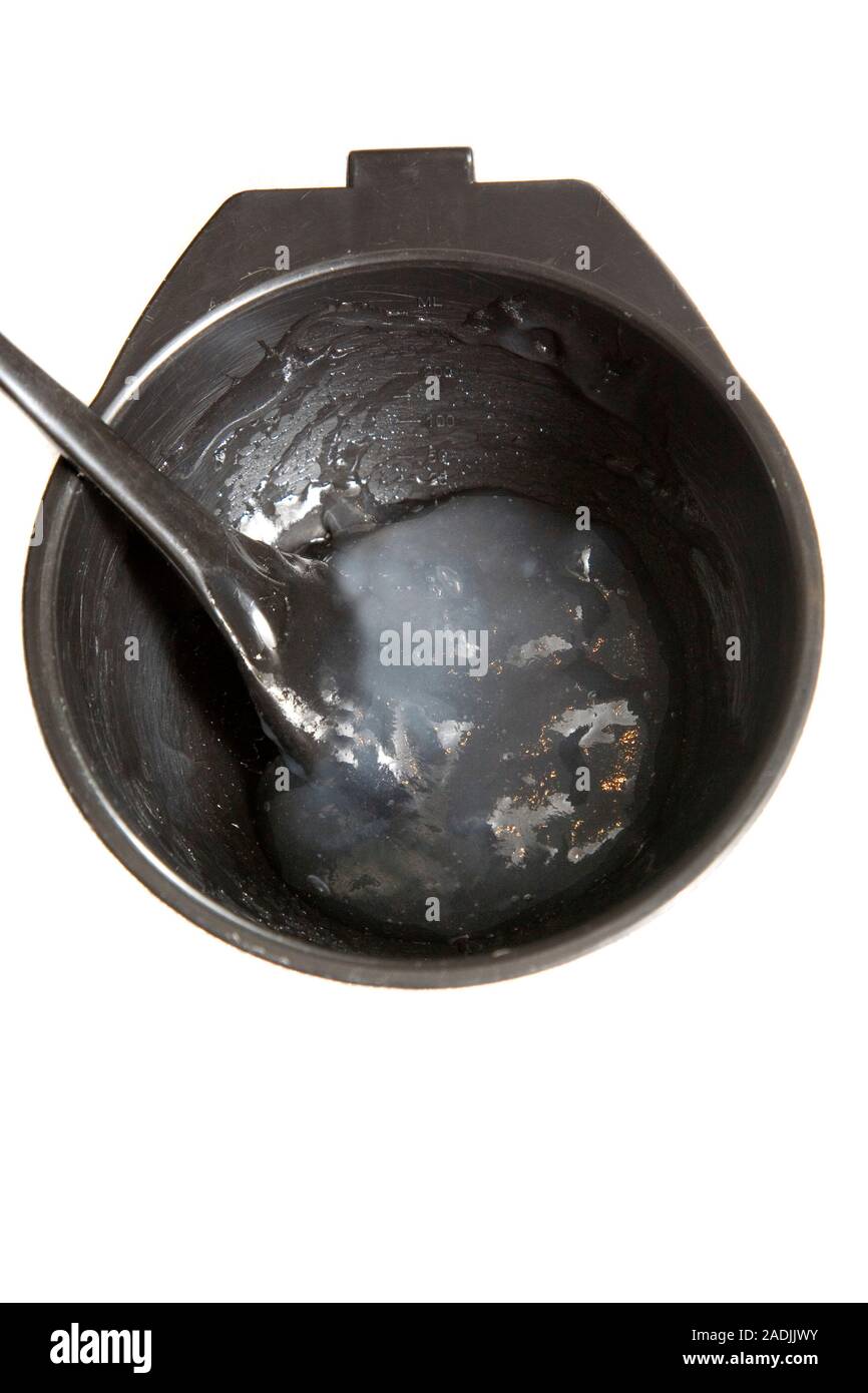 Bull semen hair treatment. Mixing bowl containing hair treatment made ...