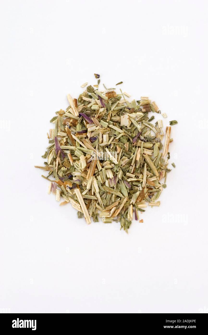 Hyssop. Dried and chopped parts of the hyssop plant (Hyssopus ...