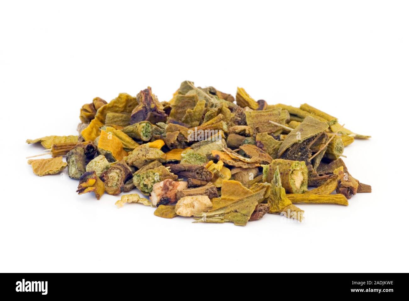 Dried mistletoe (Viscum album). Preparations of mistletoe are used in ...