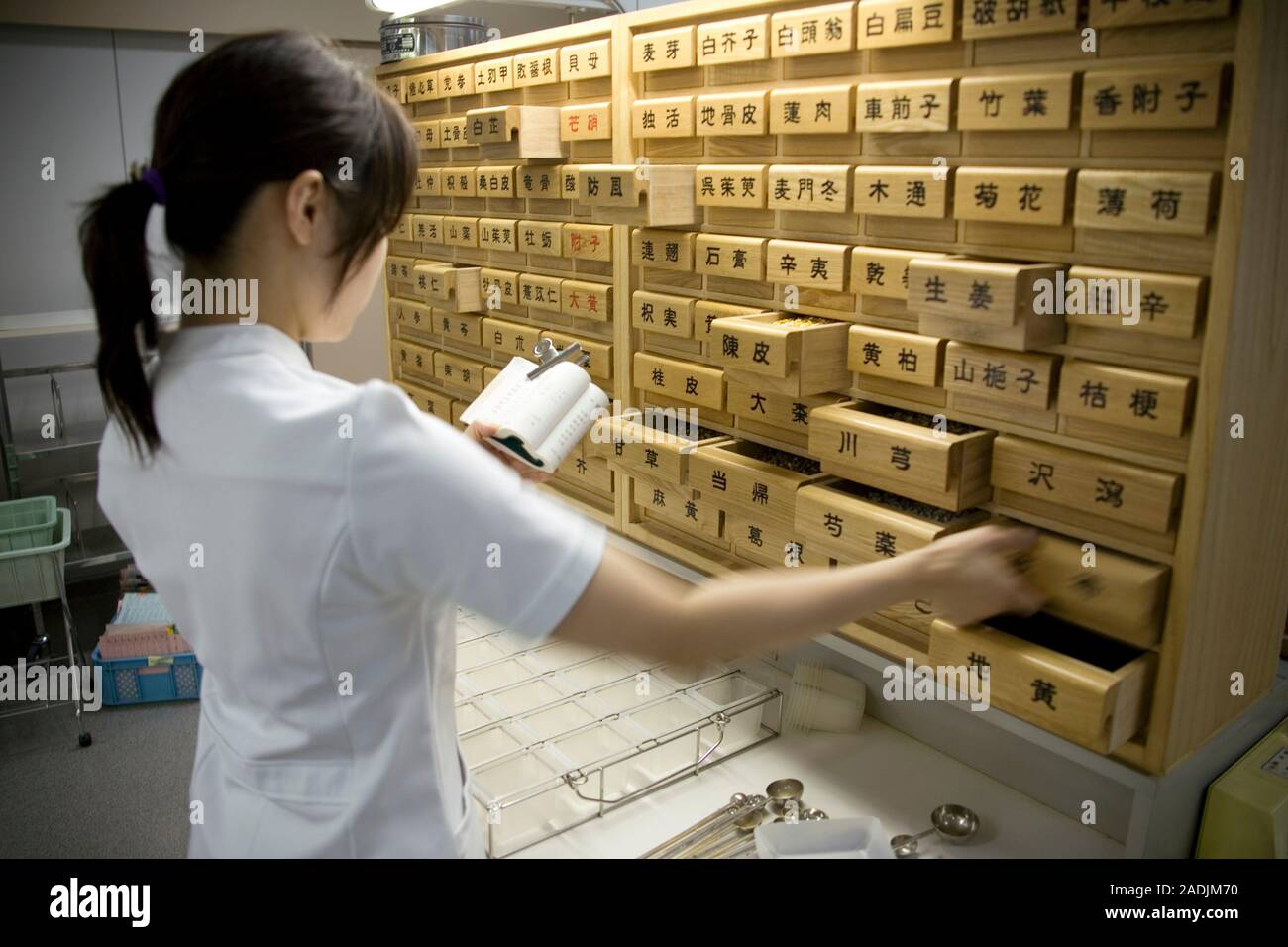 MODEL RELEASED. Kampo Japanese traditional medicine. Pharmacist ...