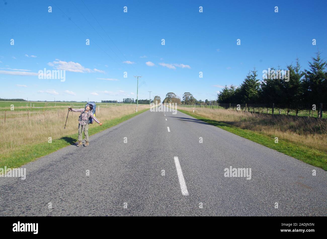 Thai female hiker. Inland Scenic Route Route 72. Te Araroa Trail. South ...