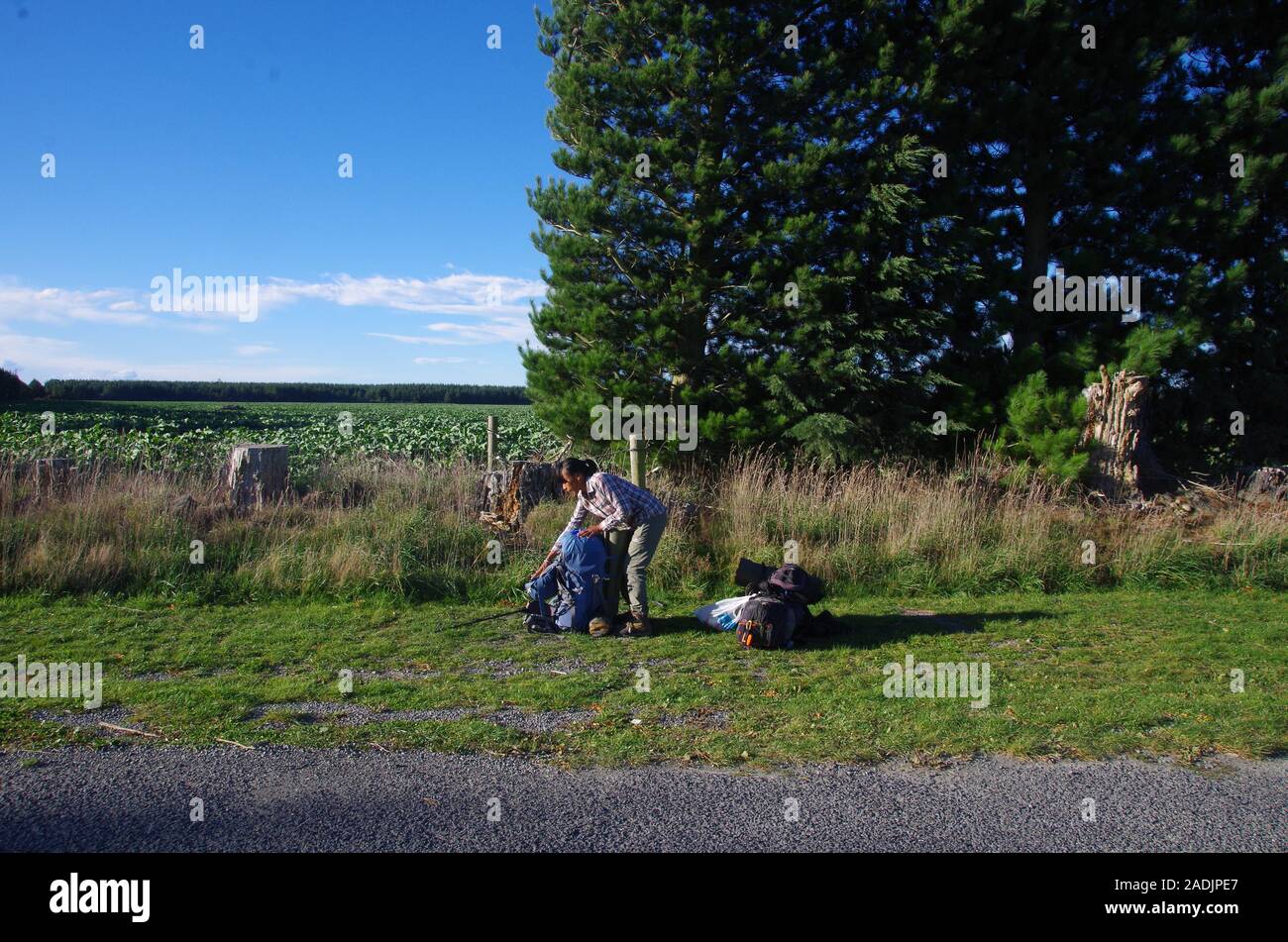 Thai female hiker. Inland Scenic Route Route 72. Te Araroa Trail. South ...