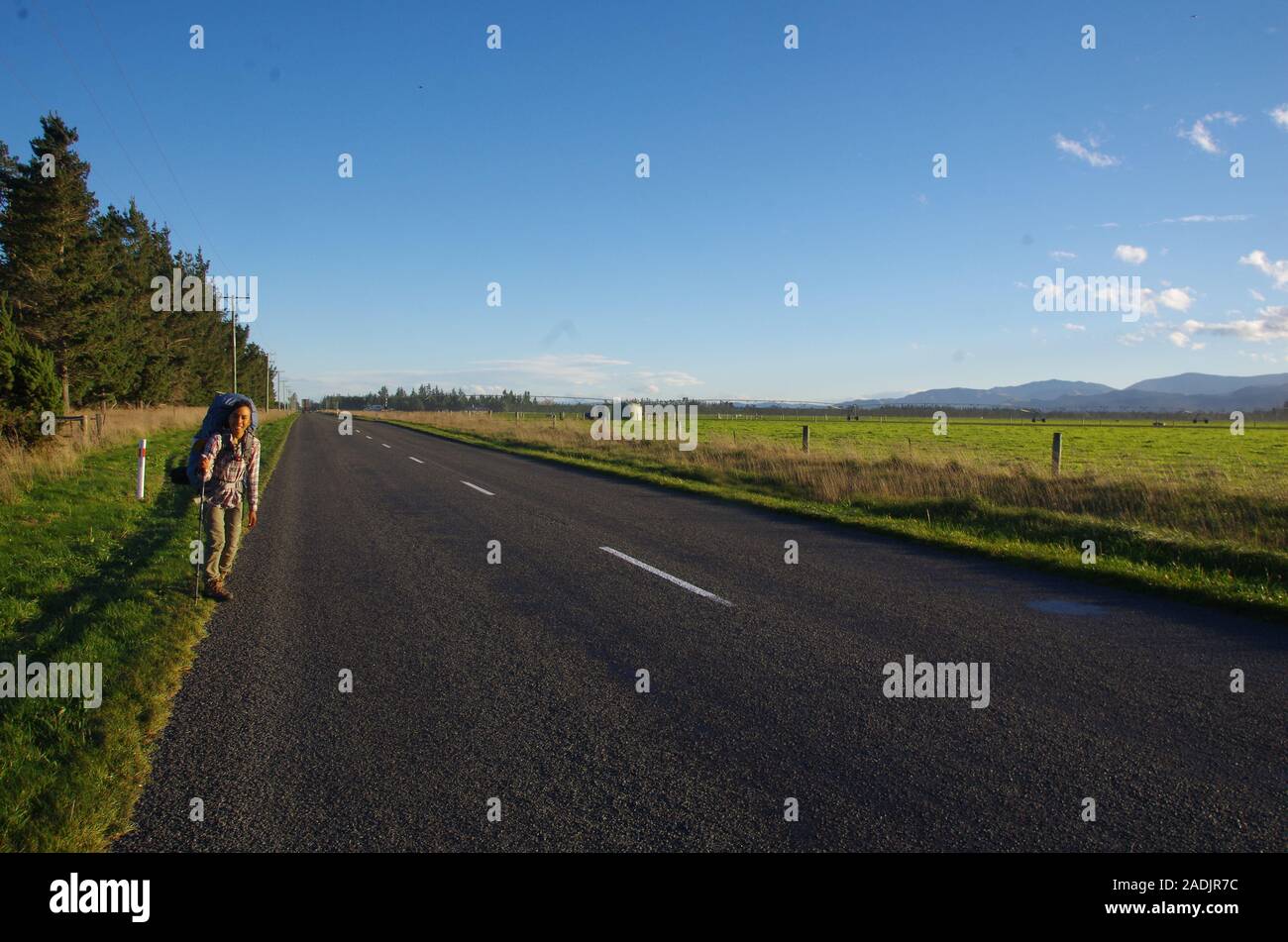 Thai female hiker. Inland Scenic Route Route 72. Te Araroa Trail. South ...