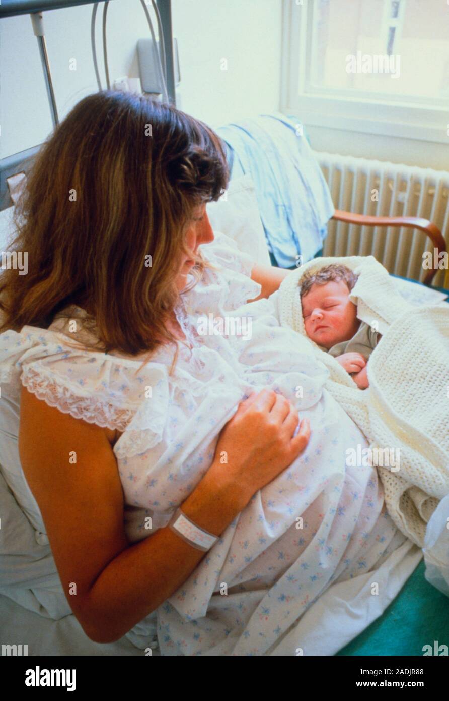 Baby and mother two hours after birth Stock Photo - Alamy