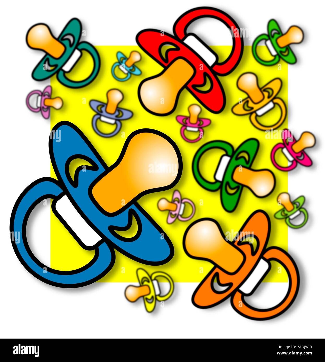 Babies' dummies, computer artwork Stock Photo - Alamy