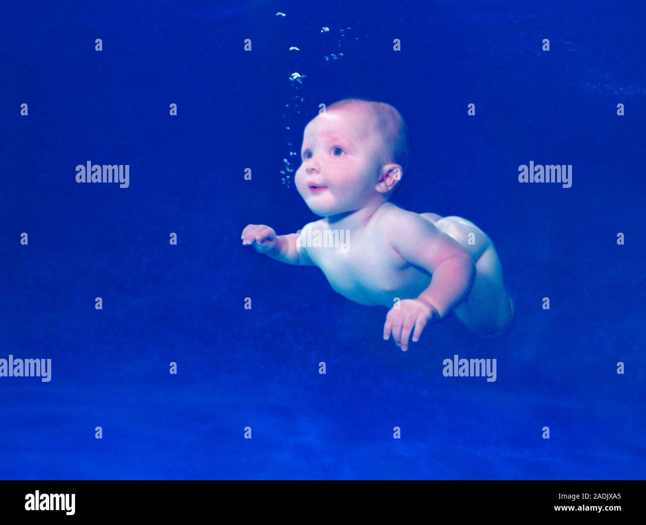 MODEL RELEASED. Baby swimming underwater Stock Photo - Alamy