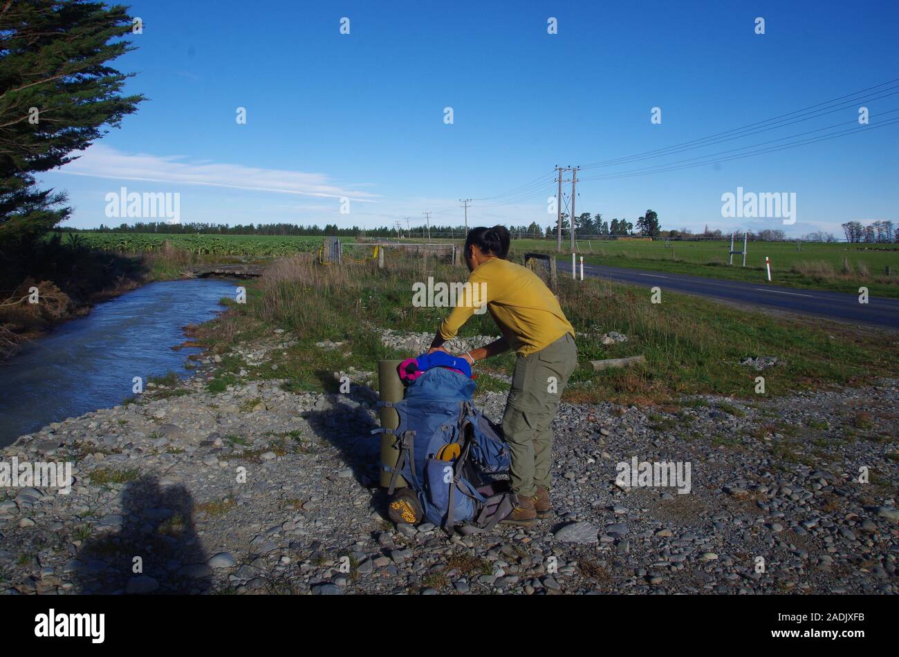 Thai female hiker. Inland Scenic Route Route 72. Te Araroa Trail. South ...