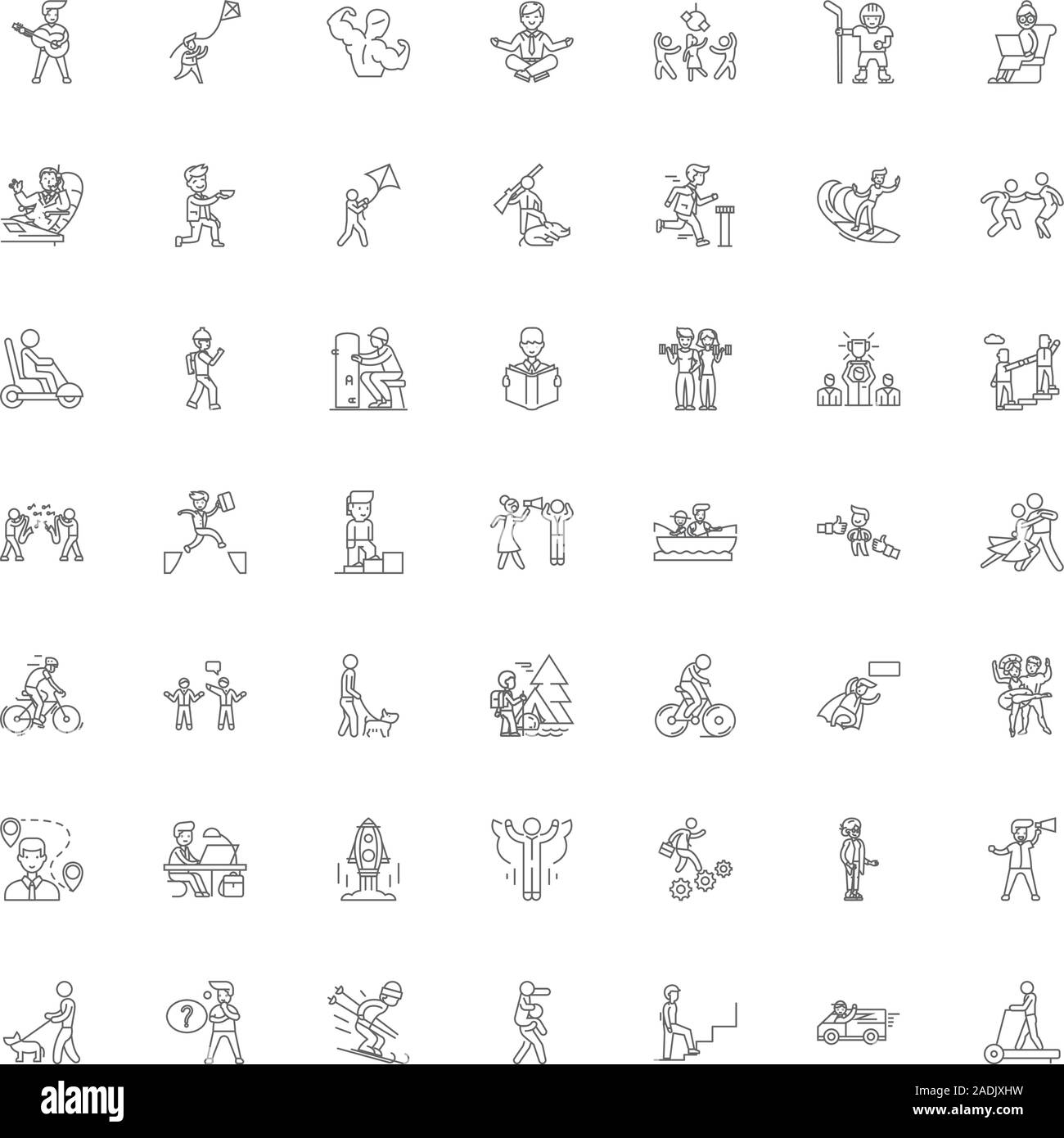 Active lifestyle line icons, signs, symbols vector, linear illustration ...