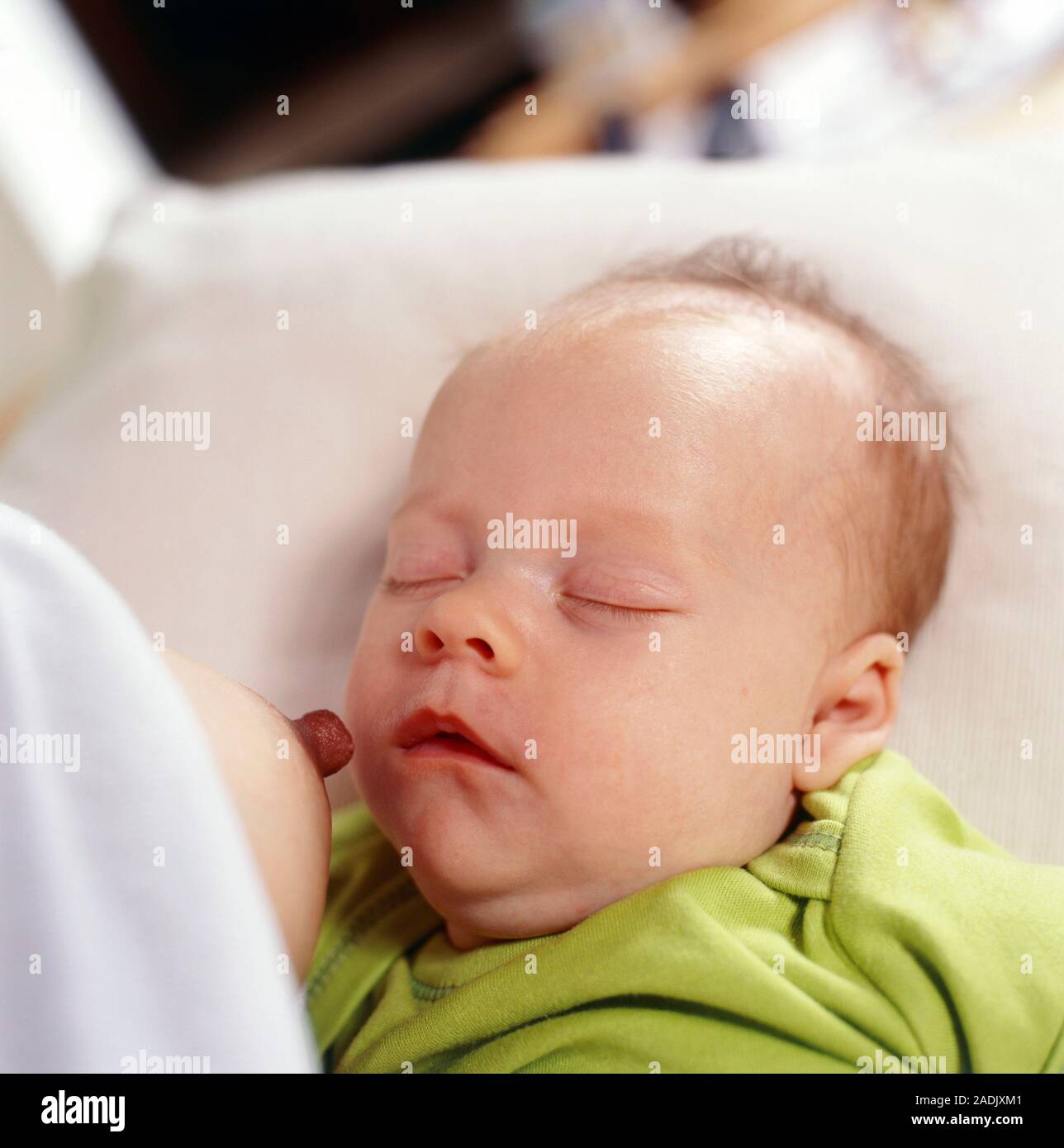 Rooting reflex in a breastfeeding baby. Image 1 of 2. The rooting ...
