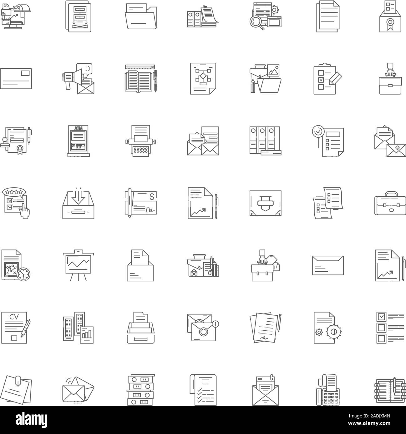 Paperwork line icons, signs, symbols vector, linear illustration set ...