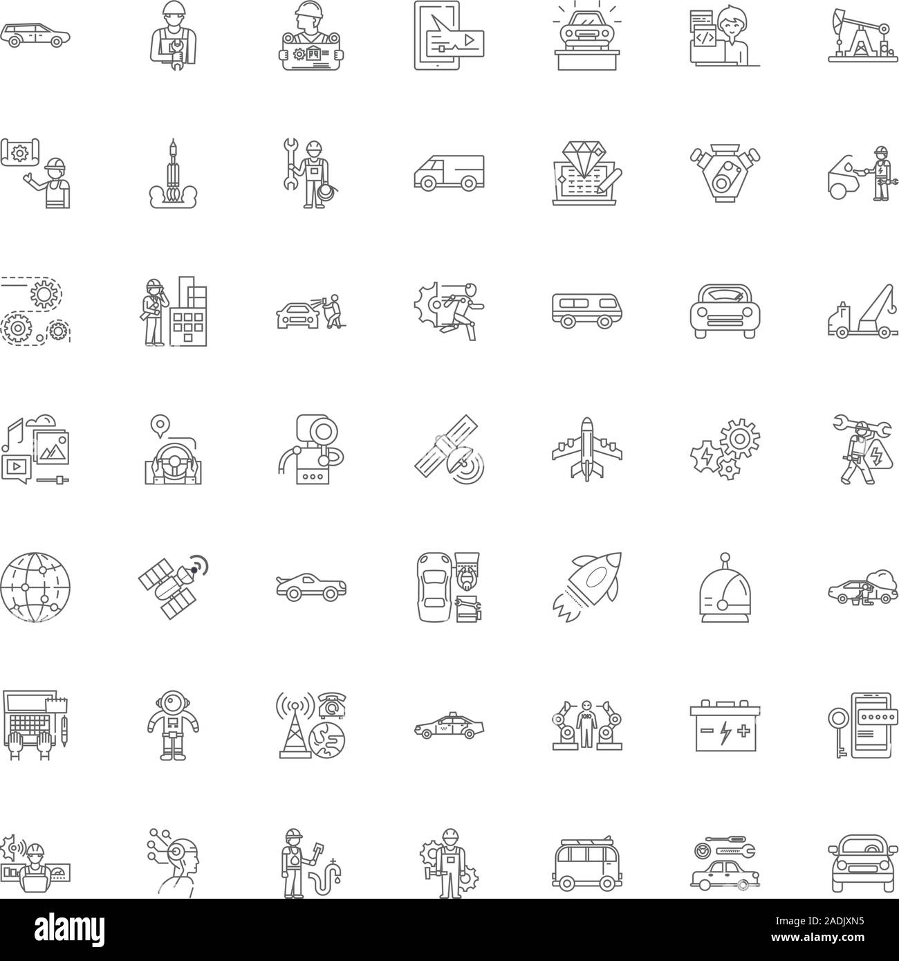 Manufacturing line icons, signs, symbols vector, linear illustration ...