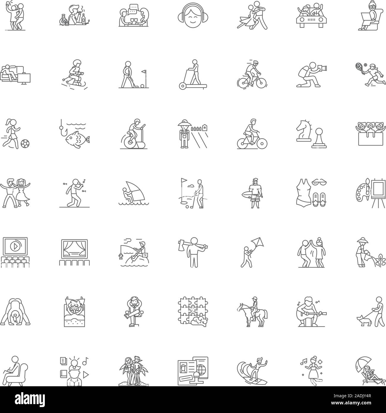 Leisure activities line icons, signs, symbols vector, linear ...
