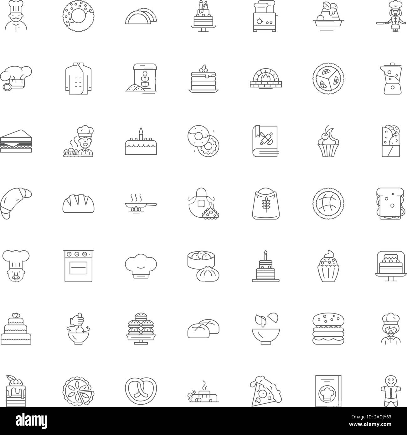 Pastry line icons, signs, symbols vector, linear illustration set Stock ...