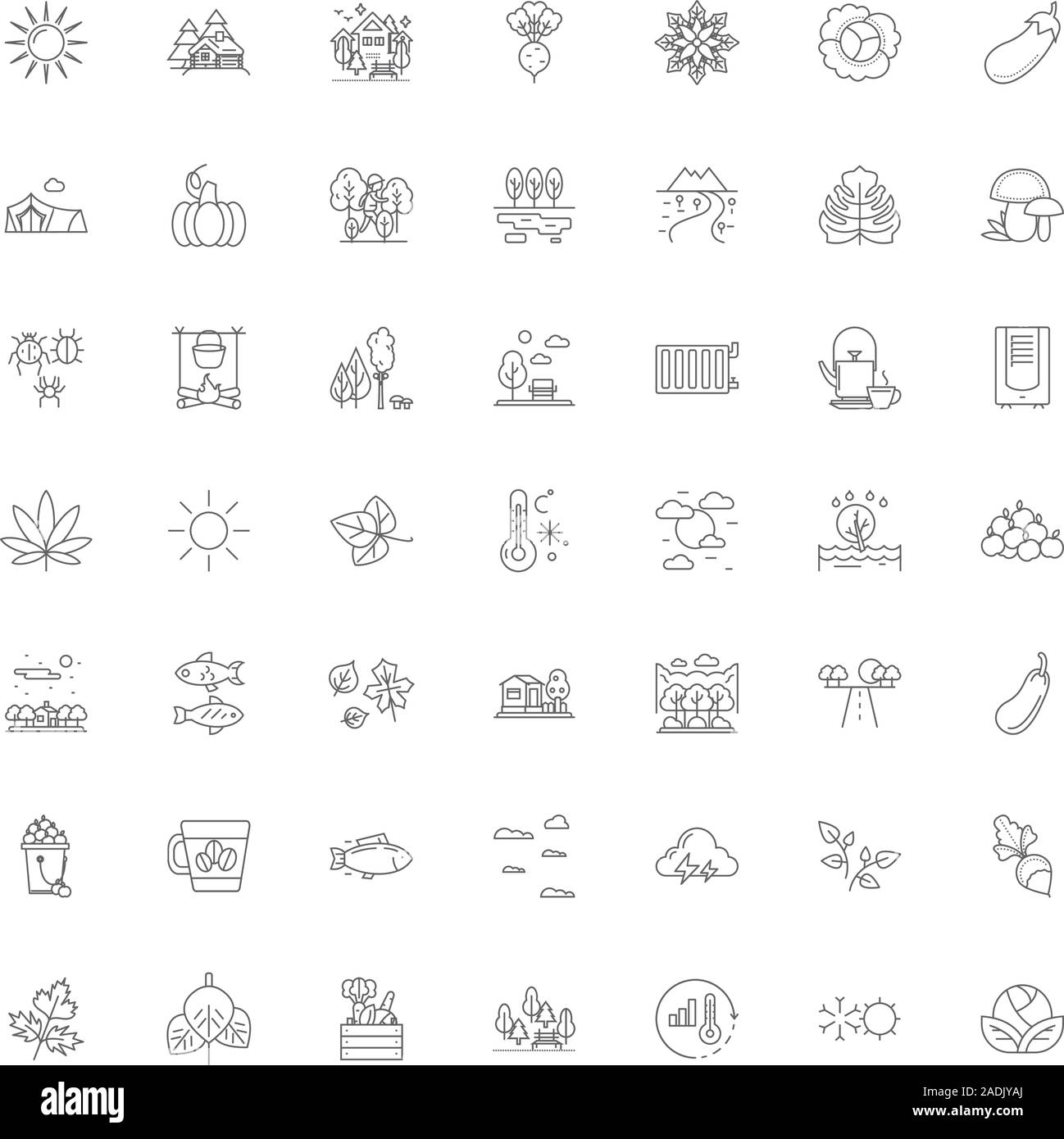 Outdoor lifestyle line icons, signs, symbols vector, linear ...