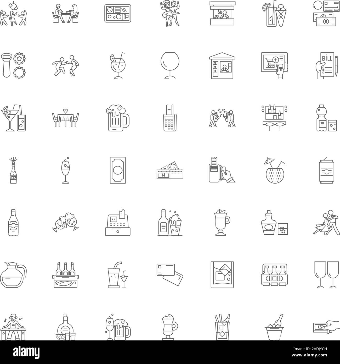 Night club line icons, signs, symbols vector, linear illustration set ...