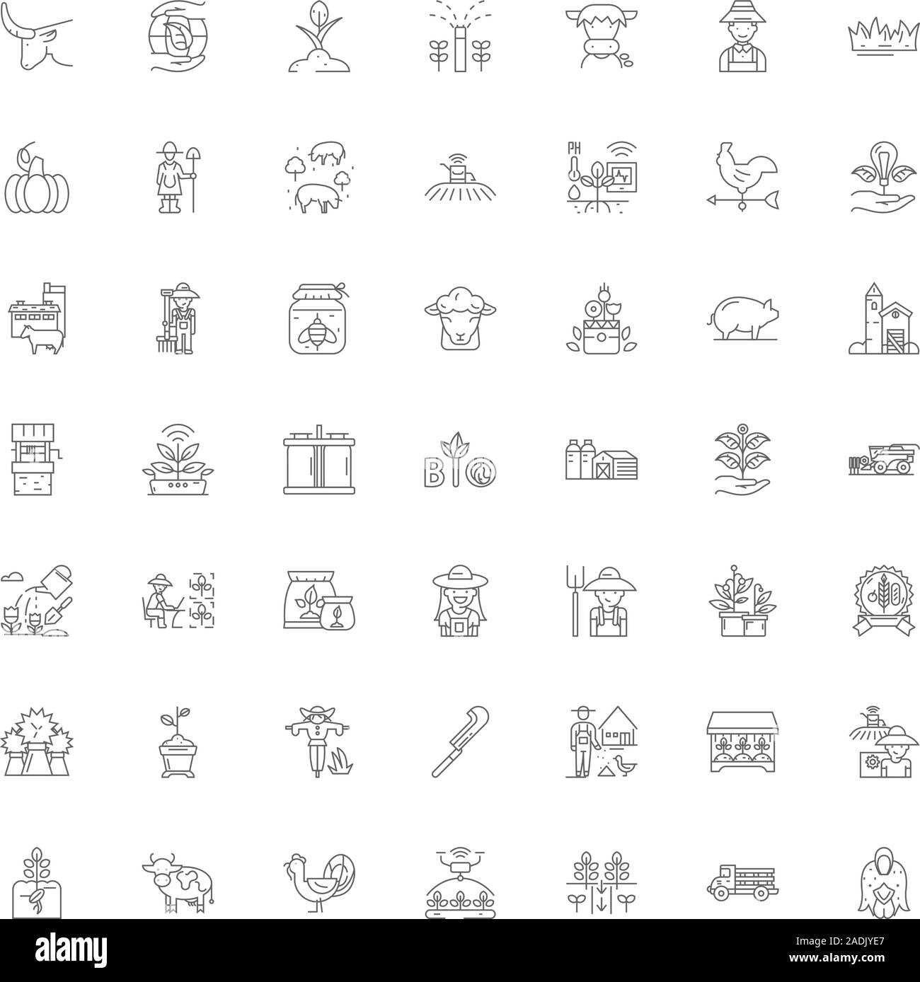 Farm line icons, signs, symbols vector, linear illustration set Stock ...