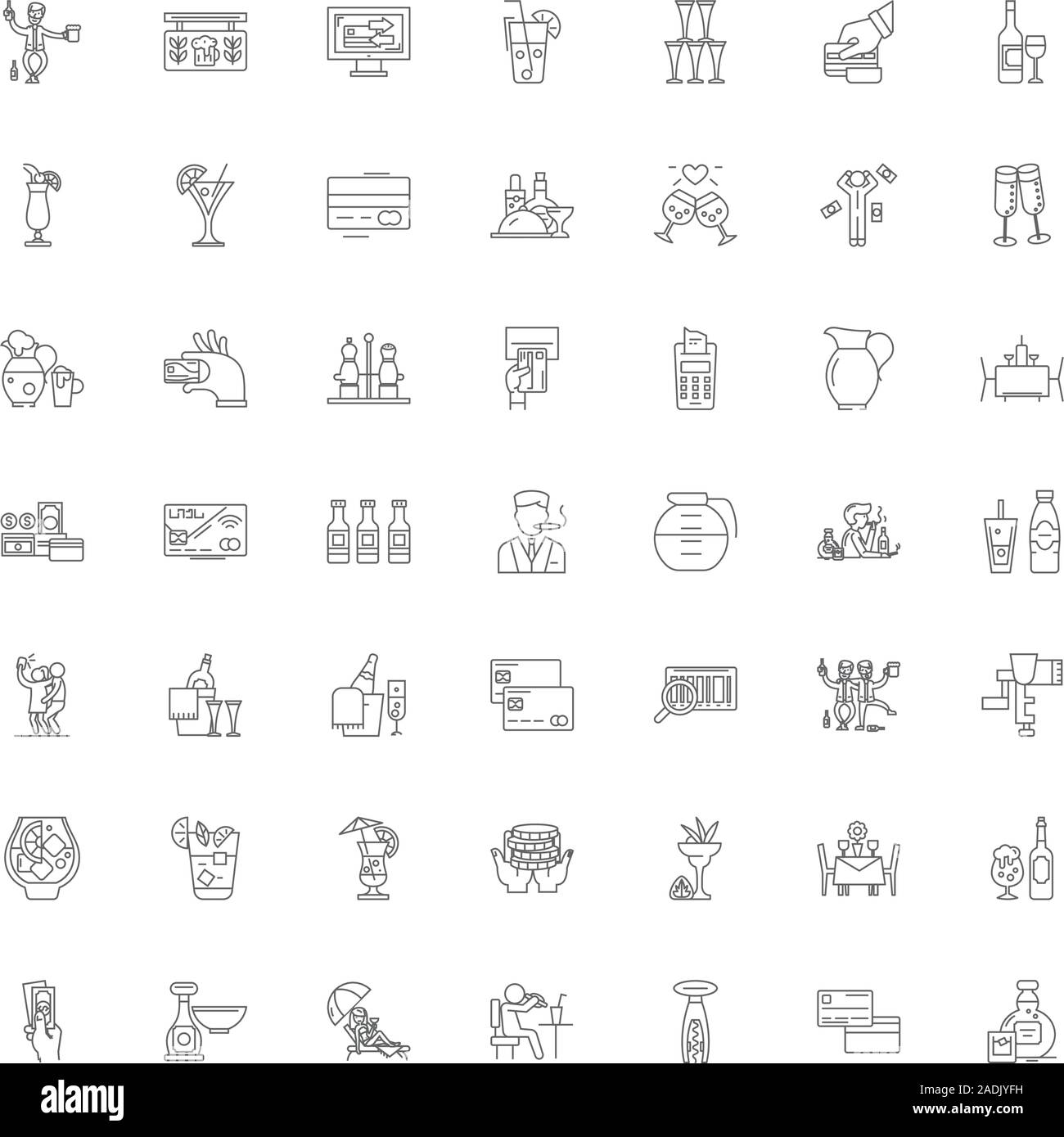Pub line icons, signs, symbols vector, linear illustration set Stock ...