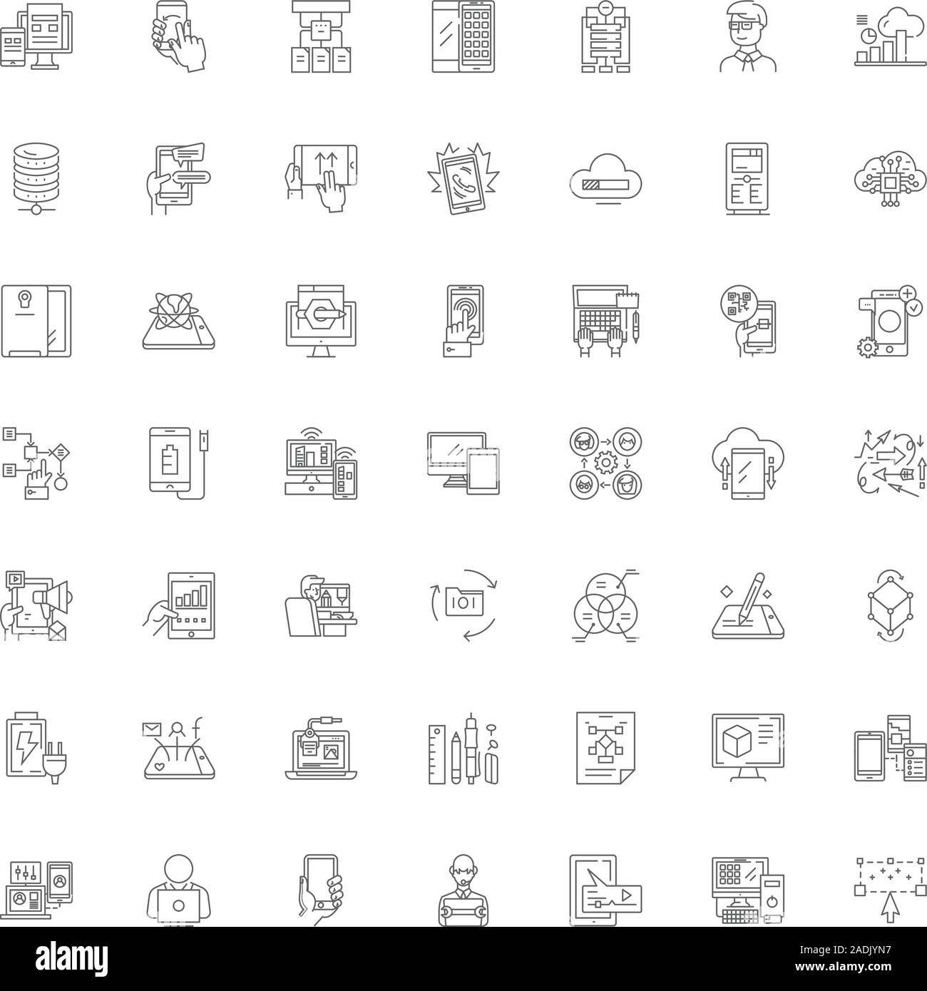 Application development line icons, signs, symbols vector, linear ...