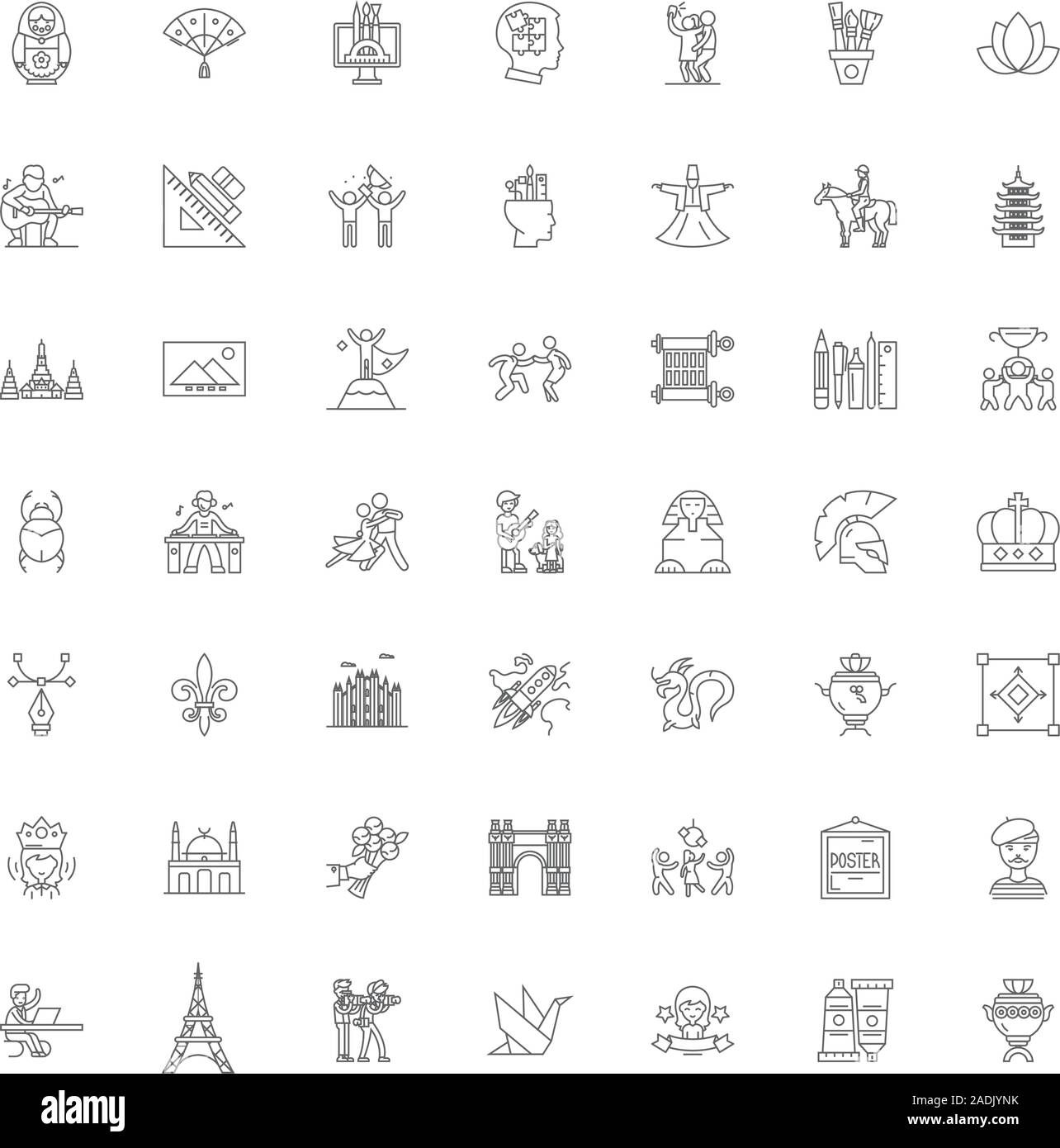 Art history line icons, signs, symbols vector, linear illustration set ...