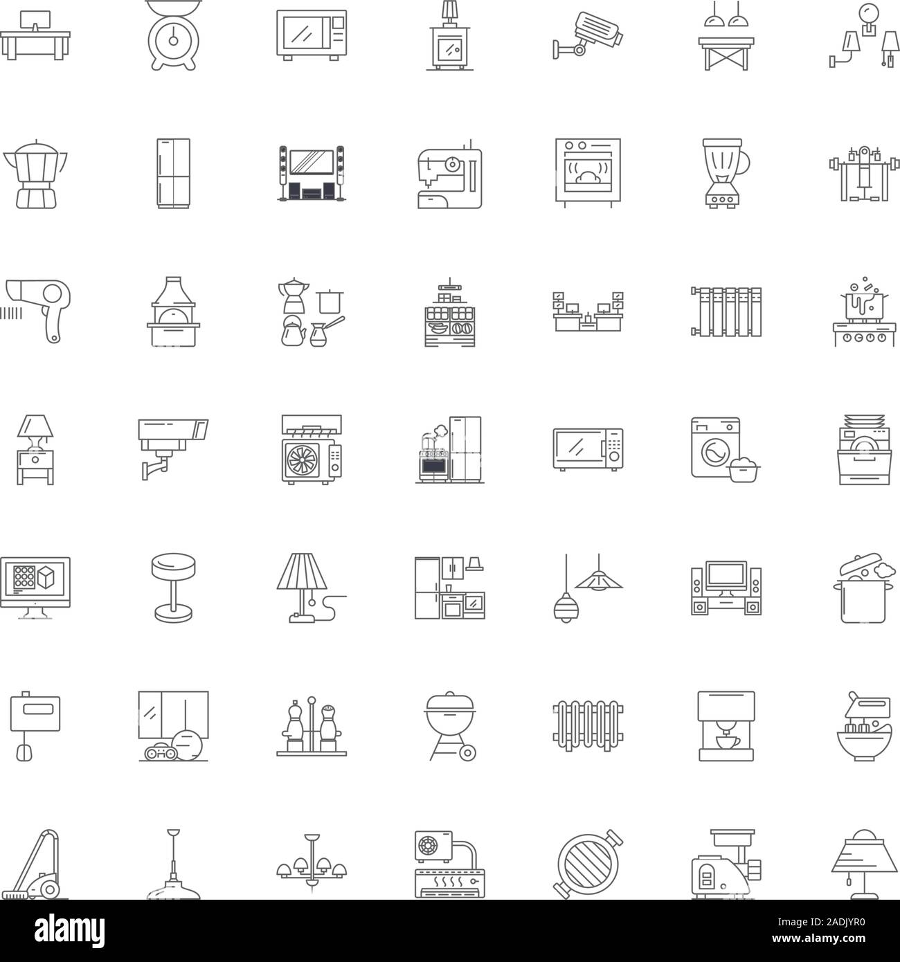 Home equipment line icons, signs, symbols vector, linear illustration ...