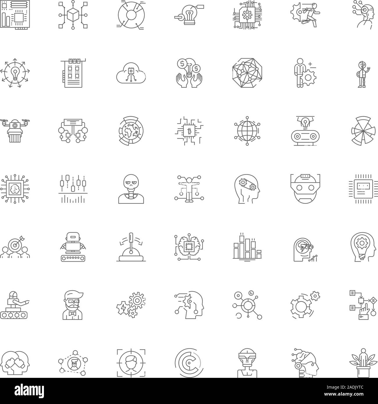 Business modern technology line icons, signs, symbols vector, linear ...