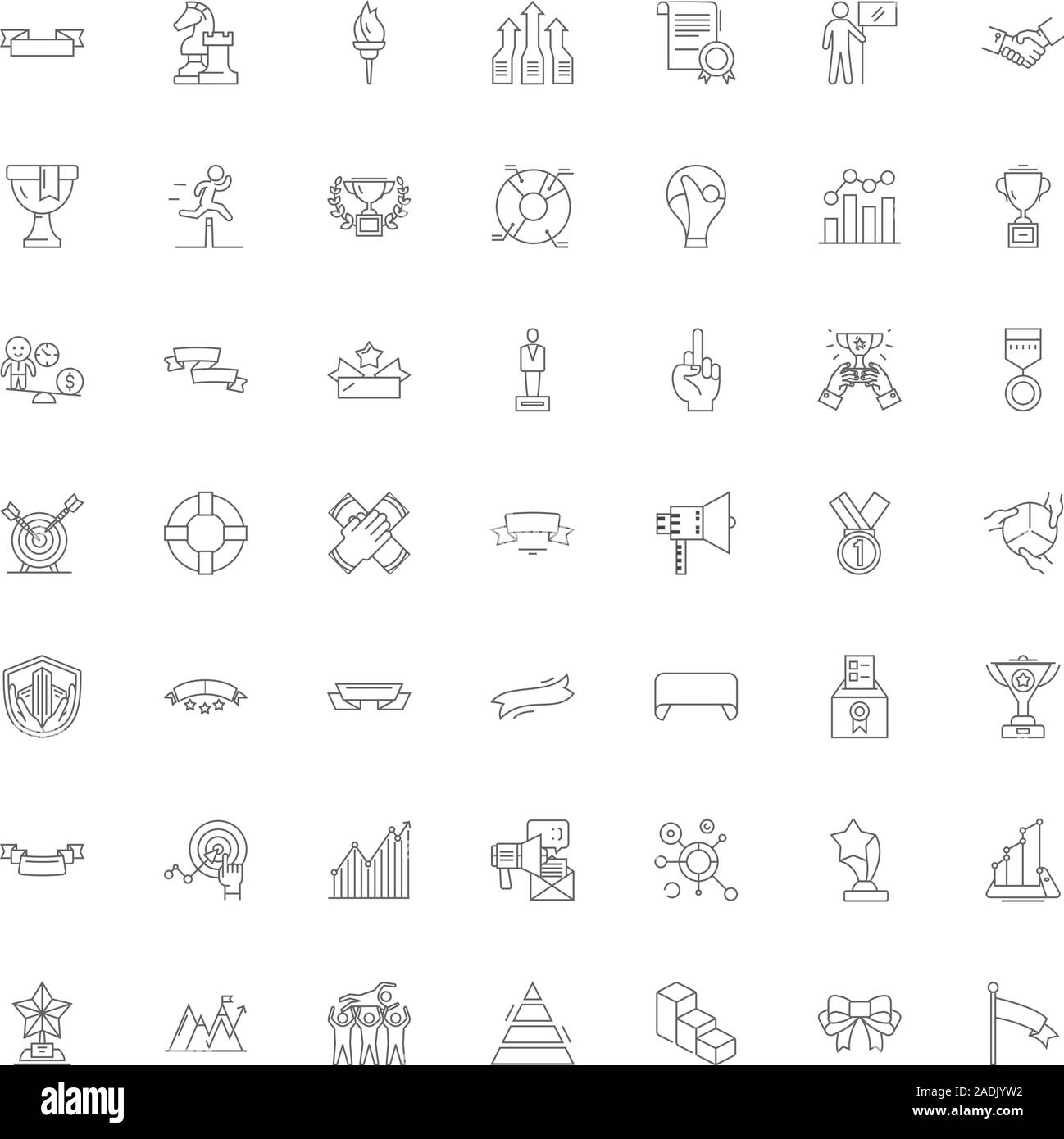 Achievement line icons, signs, symbols vector, linear illustration set ...