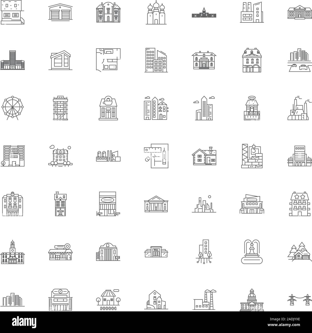 Architectural buildings line icons, signs, symbols vector, linear ...