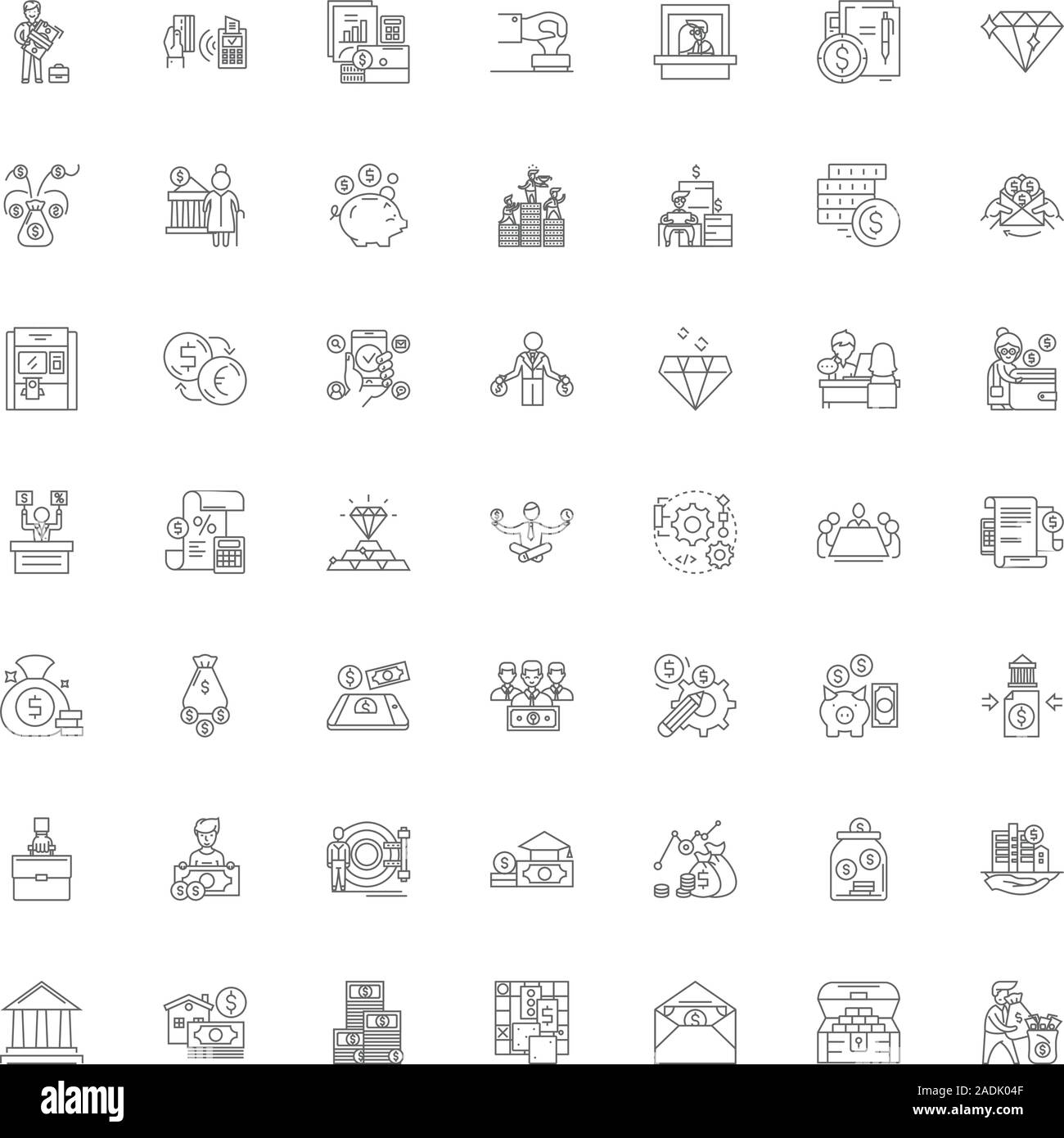 Financial organization line icons, signs, symbols vector, linear ...