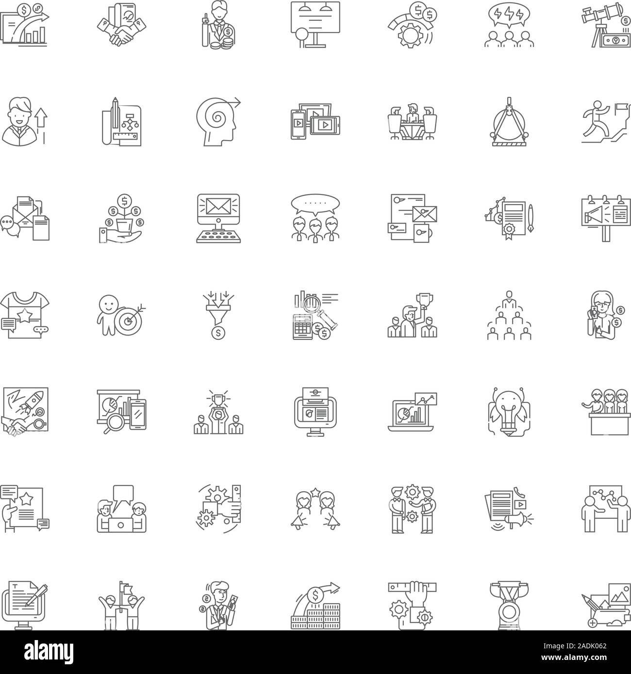 Marketing management line icons, signs, symbols vector, linear ...