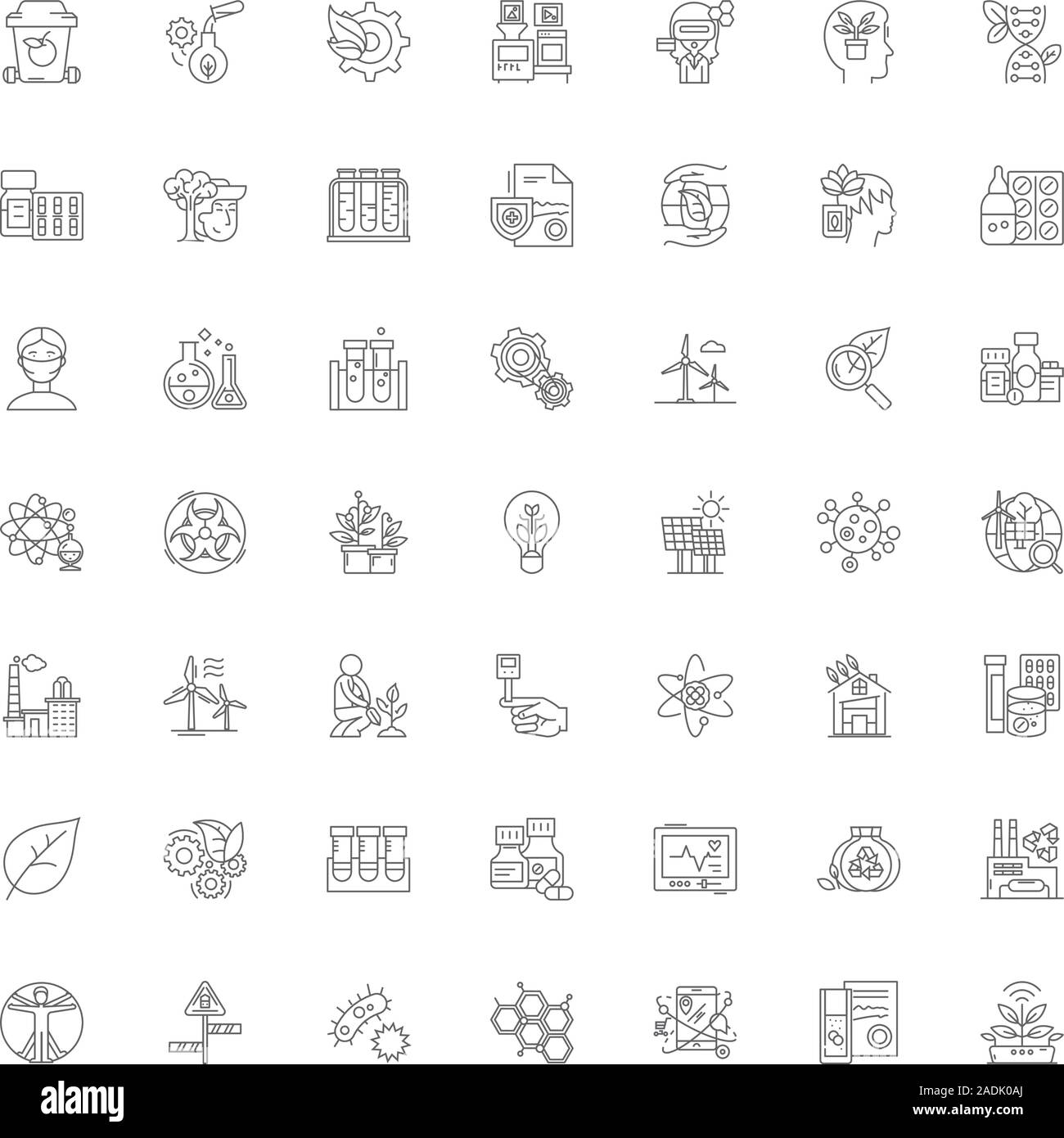 Bioengineering line icons, signs, symbols vector, linear illustration ...