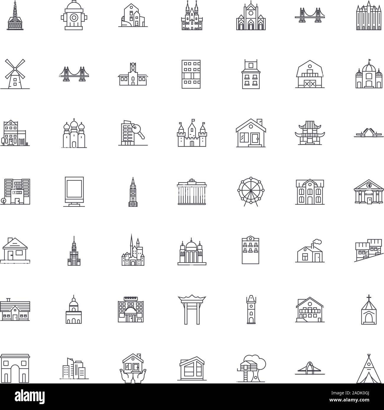 Buildings collection line icons, signs, symbols vector, linear ...