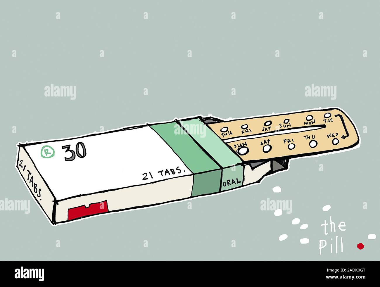 Oral contraceptive pills. Artwork of contraceptive pills in their ...