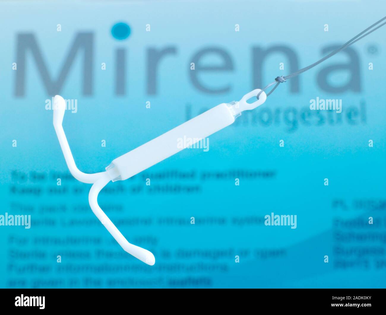 Mirena IUD contraceptive. This intrauterine device (IUD) is a t-shaped piece of plastic that ...
