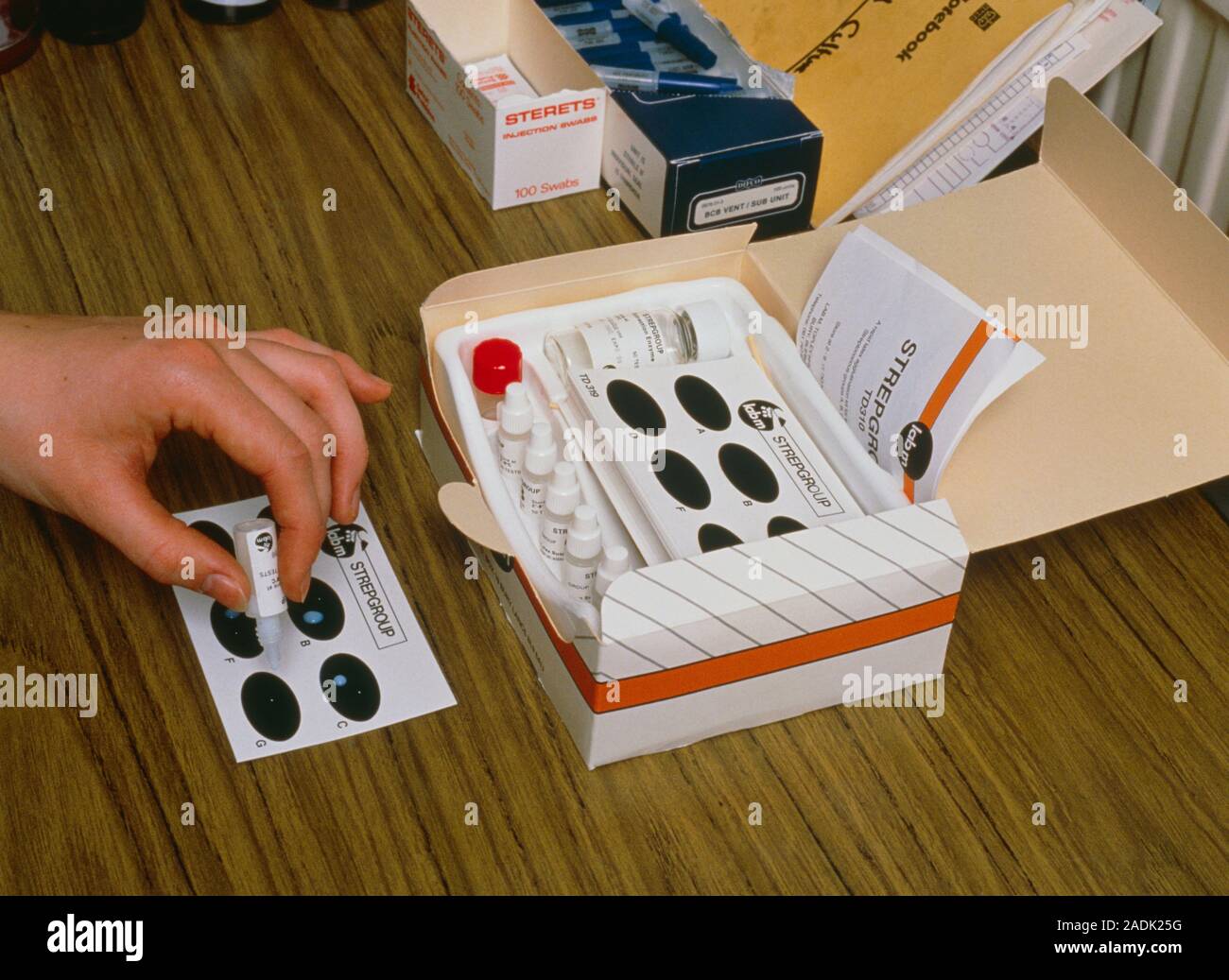 Latex agglutination kit used in a hospital pathology laboratory for ...