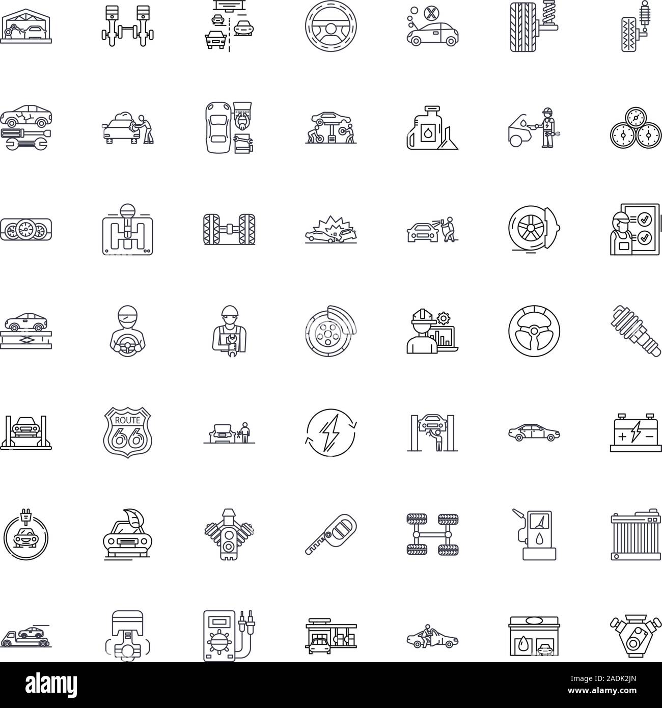 Car maintenance line icons, signs, symbols vector, linear illustration ...