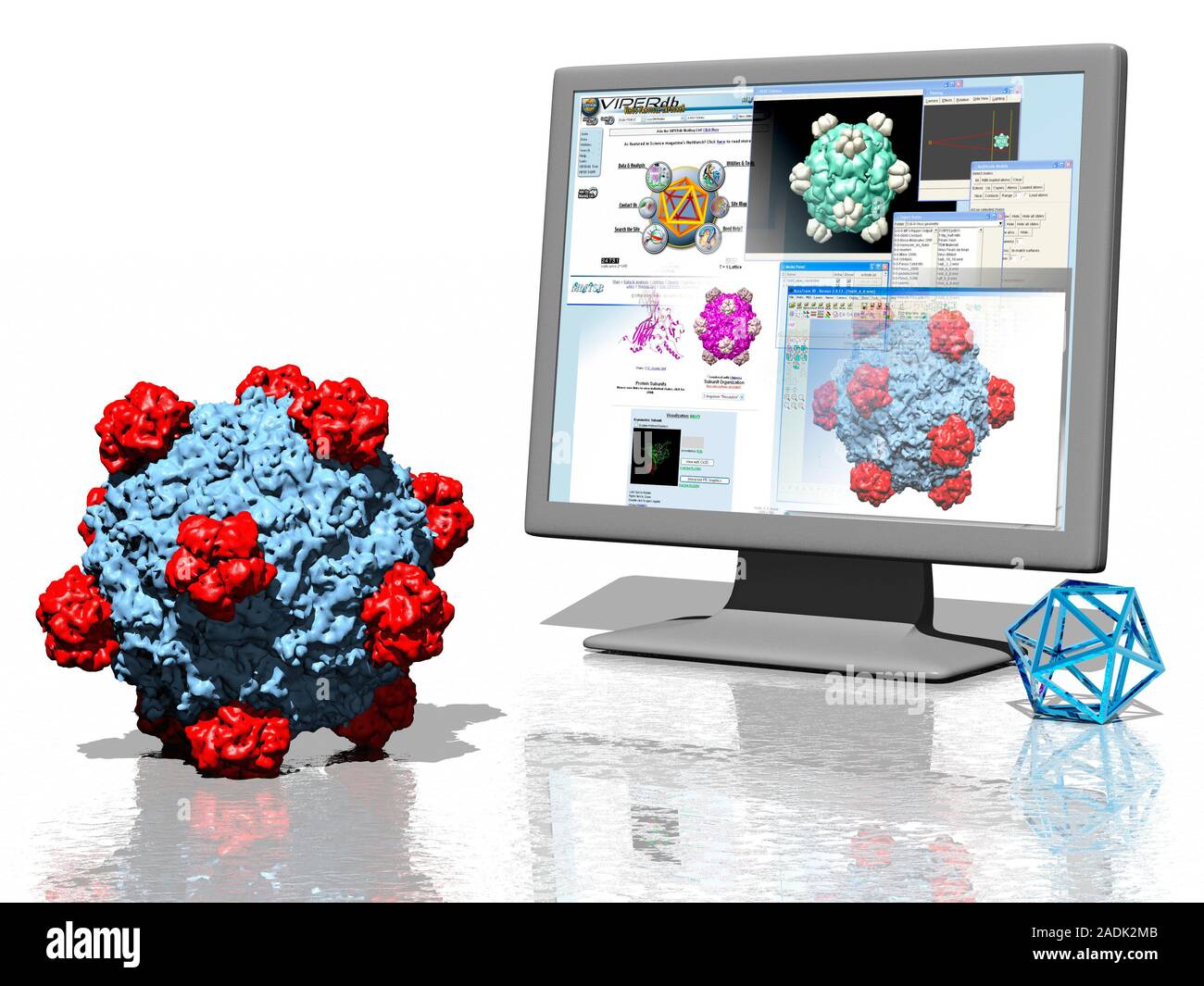 Virus research. Conceptual computer artwork representing research into ...