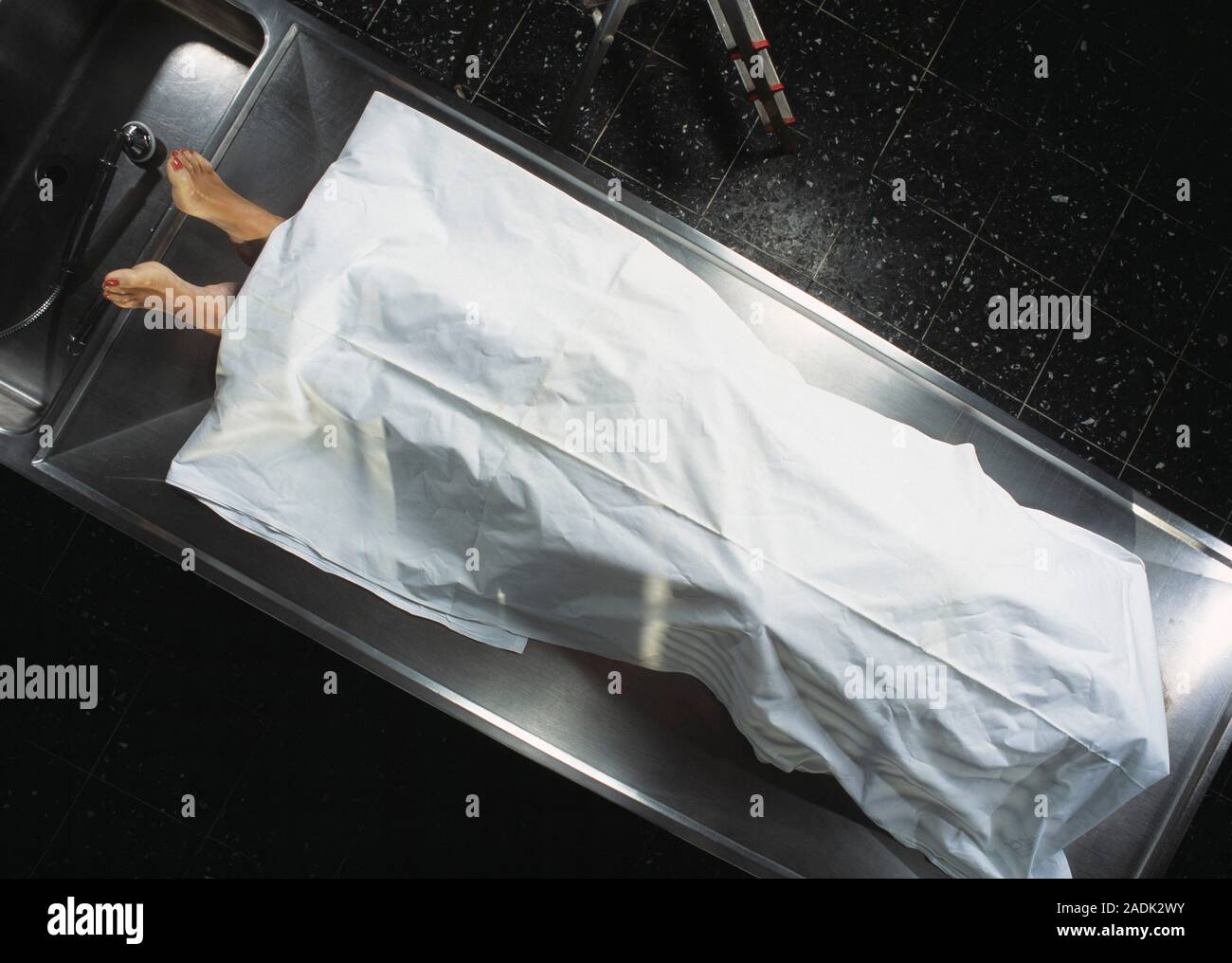 Dead body awaiting a post-mortem examination. The examination will be ...