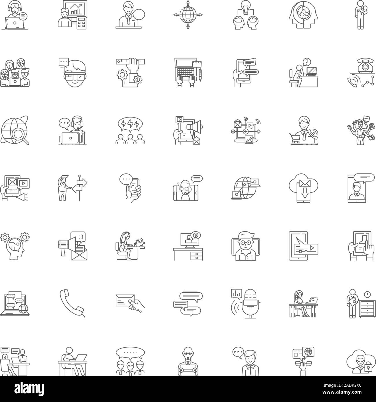 Call center line icons, signs, symbols vector, linear illustration set ...